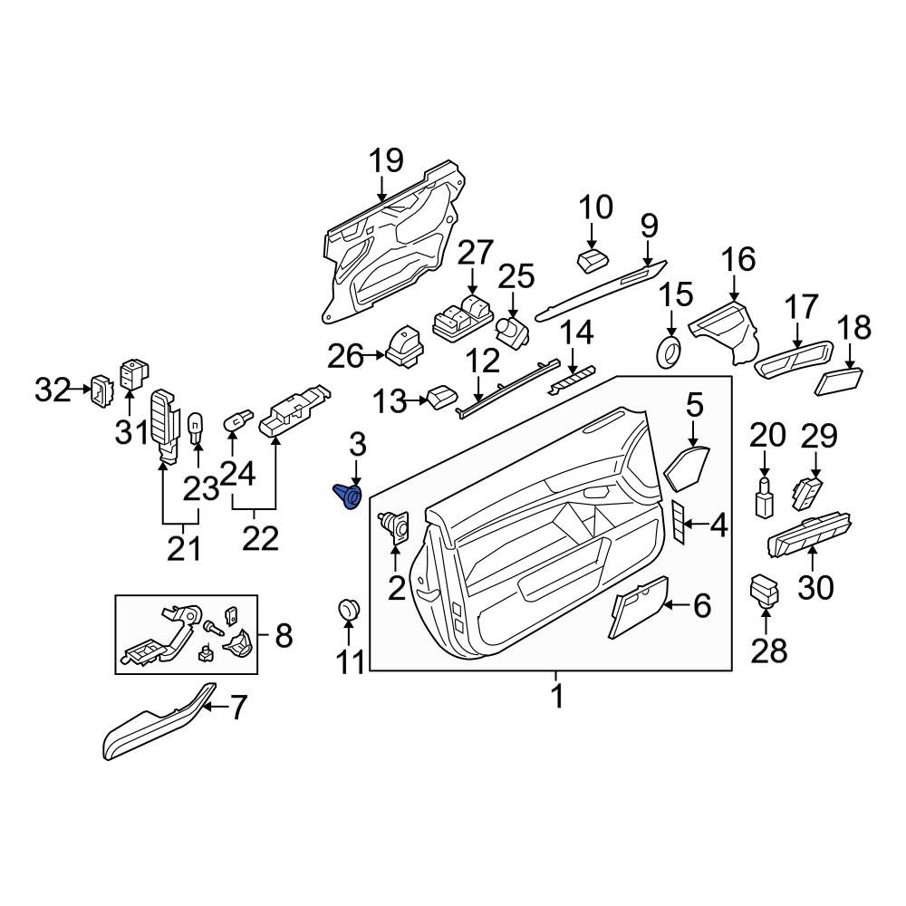 Audi OE 6Q0868243 - Front Door Interior Trim Panel Retainer