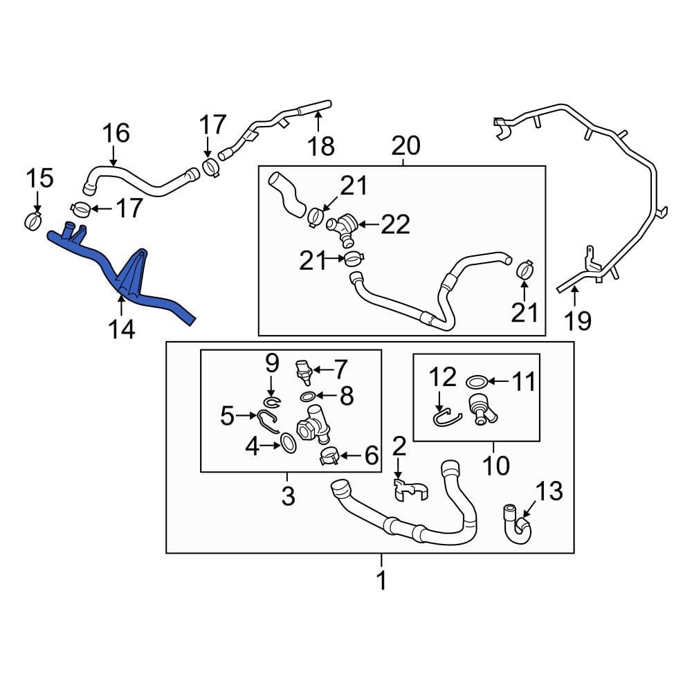 Audi OE 5Q0121070BR - Front Right Engine Coolant Pipe