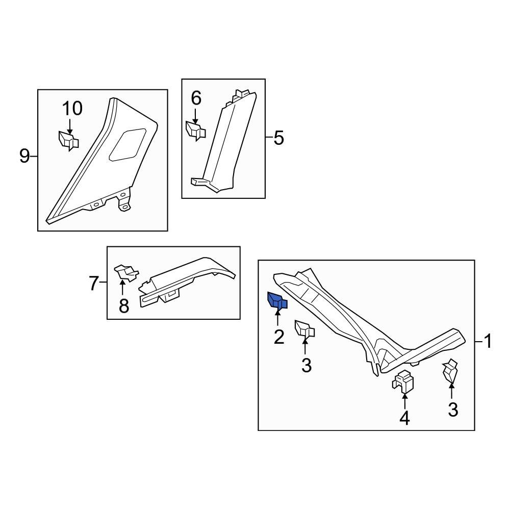 Audi OE 4A0867276 - Liftgate Trim Scuff Plate Clip