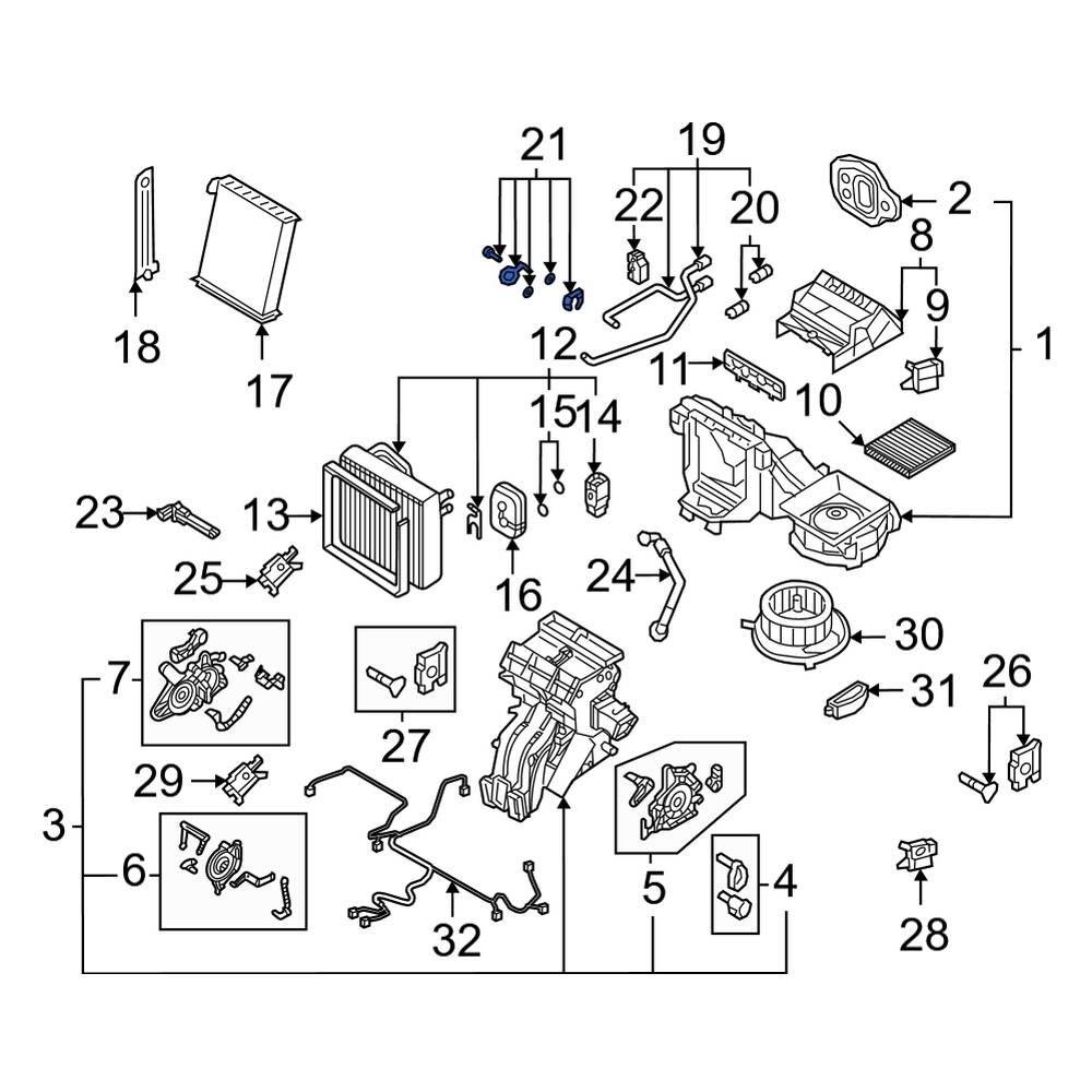 Audi OE 5WA815155 - HVAC Heater Hose Outlet Tube Hardware Kit