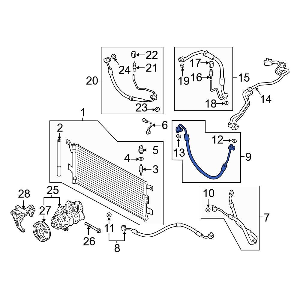 Audi OE 80A816743A - Front A/C Refrigerant Suction Hose