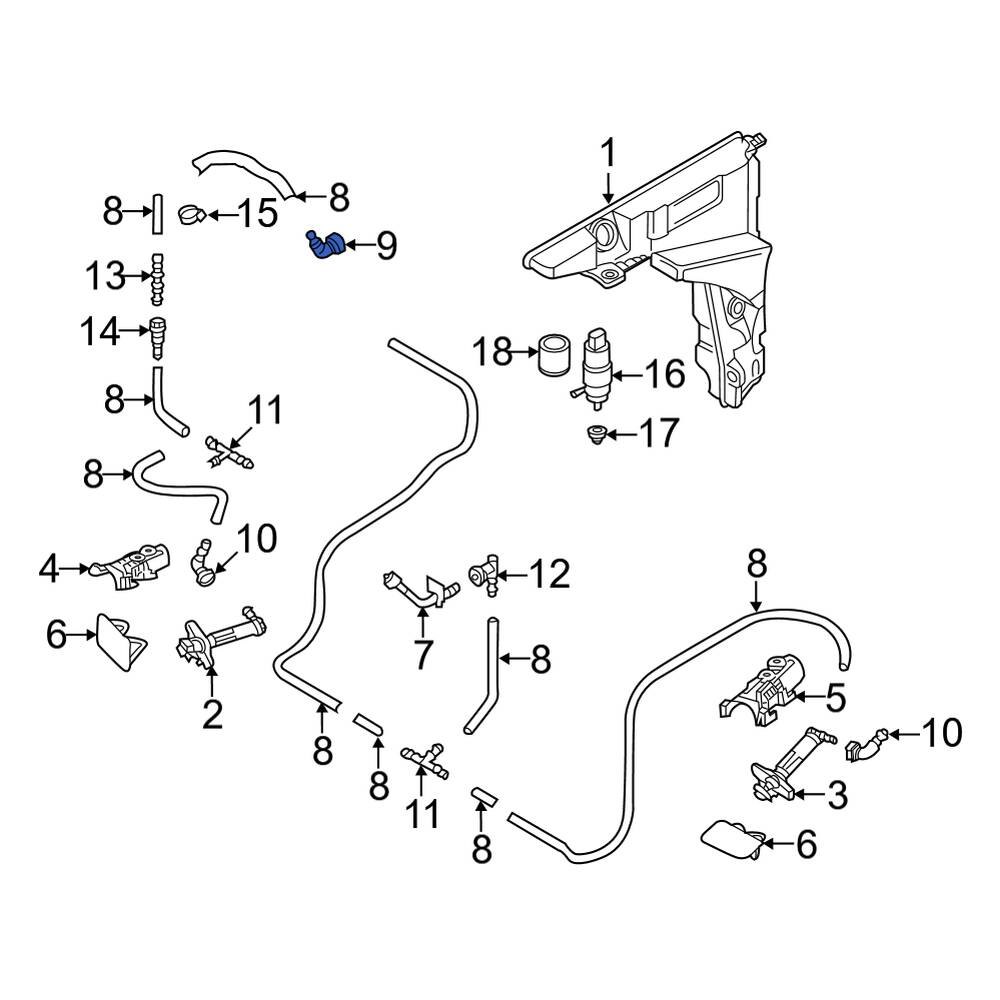 Audi OE 6R0955665 - Headlight Washer Hose Connector