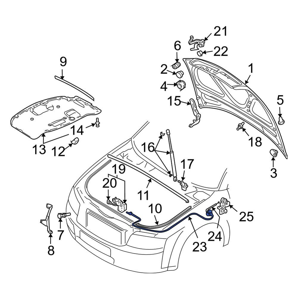 Audi OE 8E1823531D - Front Hood Release Cable