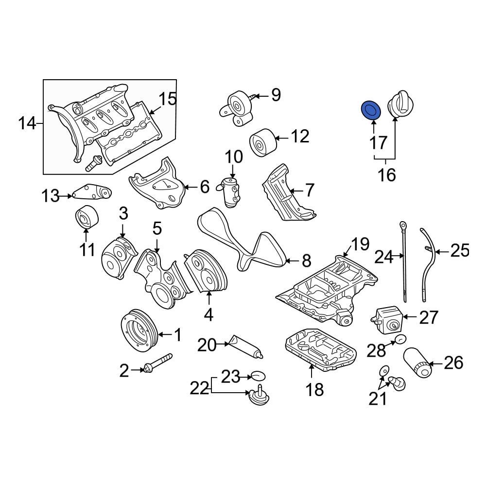 Audi OE 06A103483D - Engine Oil Filler Cap Gasket