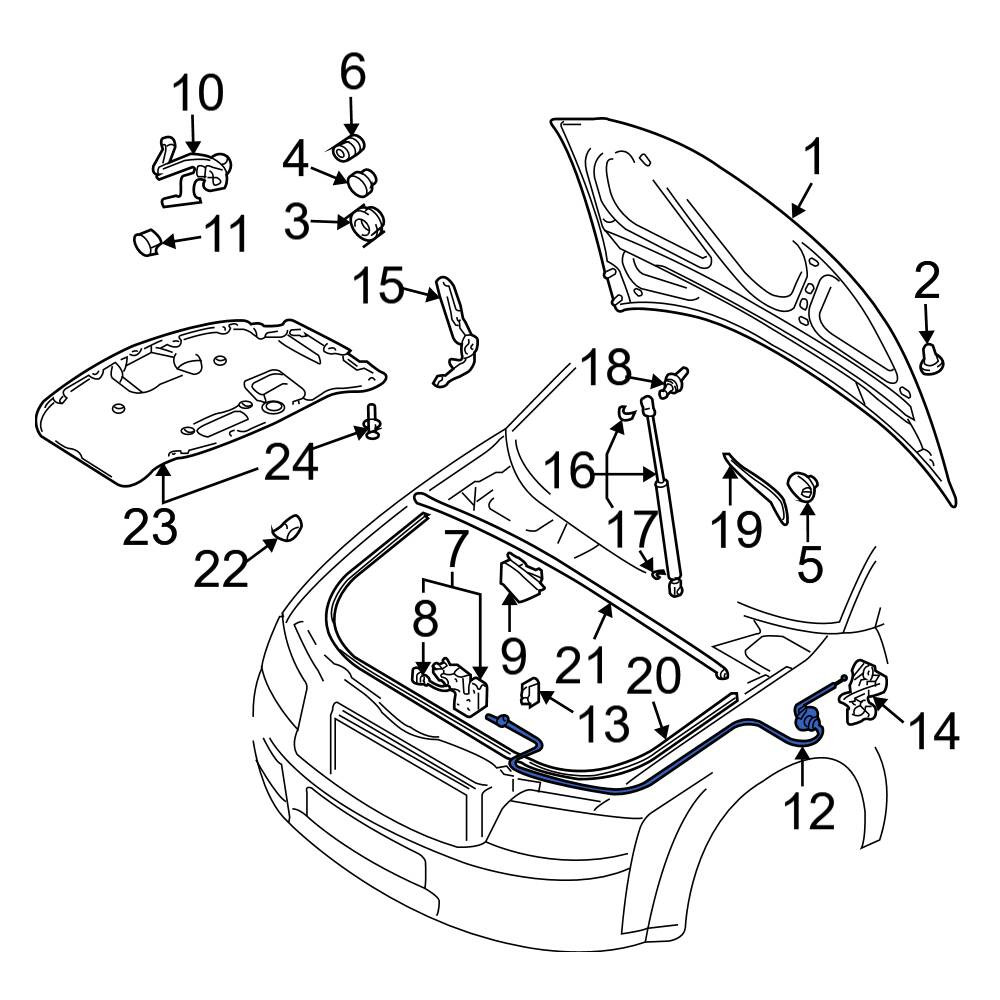 Audi OE 8E1823531G - Front Hood Release Cable
