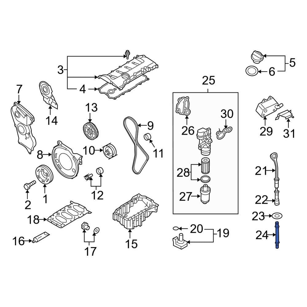 Audi OE 06D103634E - Lower Engine Oil Dipstick Tube