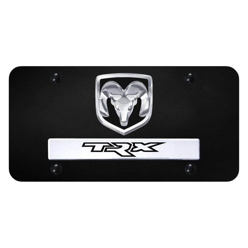 Autogold® D.TRX.CB - Black License Plate with 3D Chrome TRX Logo and ...