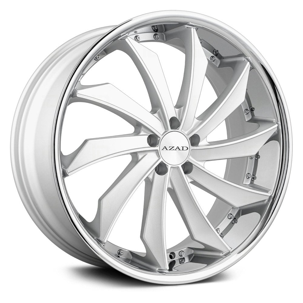 AZAD® AZ911 Wheels - Semi Matte Silver and Chrome SS Lip Rims