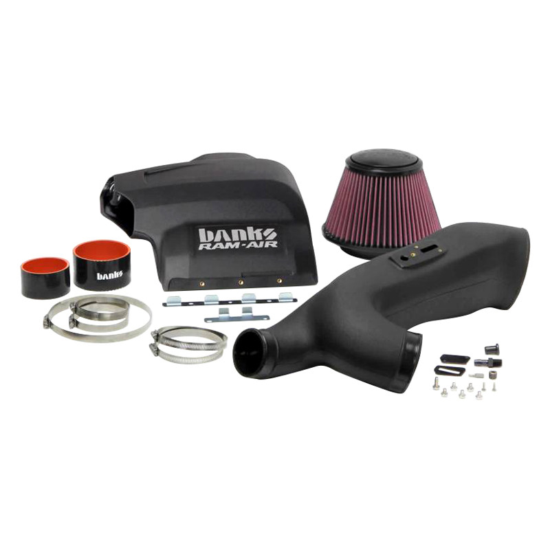 Banks® 41870 - Plastic Black Short Ram Air Intake System with Oiled Red ...