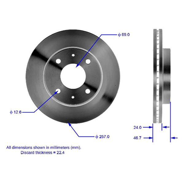 Bendix® PRT5576 - Global™ Premium Plain Vented Front Brake Rotor