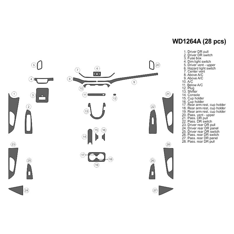 B&I® WD1264A-SWHITE - 2D Solid White Large Dash Kit (28 Pcs)