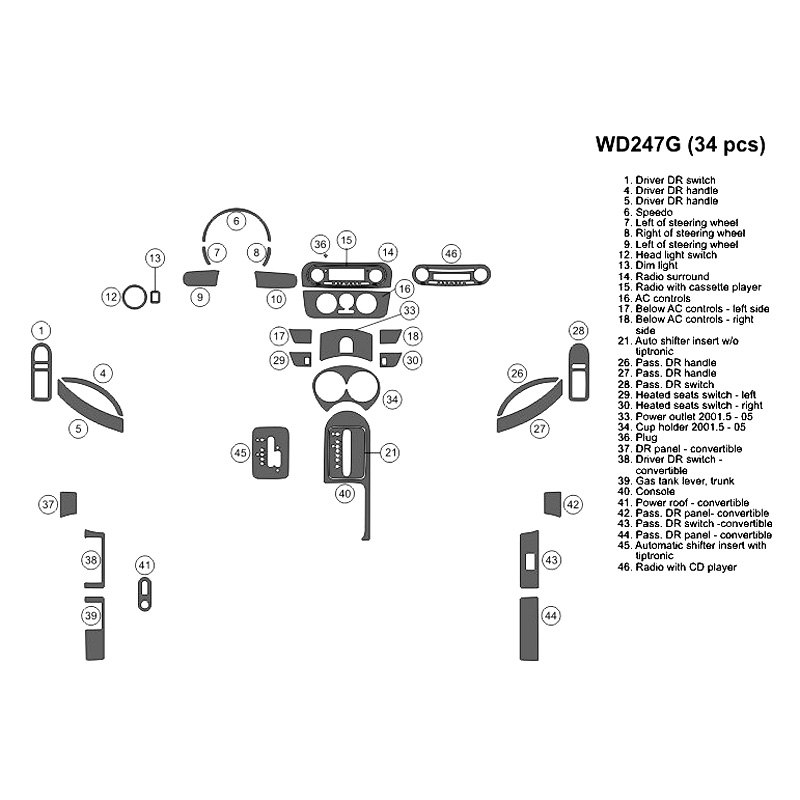 B&I® - Volkswagen Beetle 2004 2D Dash Kit