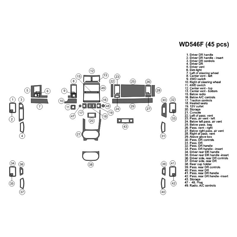 B&I® WD546F-ES2 - 2D Real Birdseye Maple Large Dash Kit (45 Pcs)