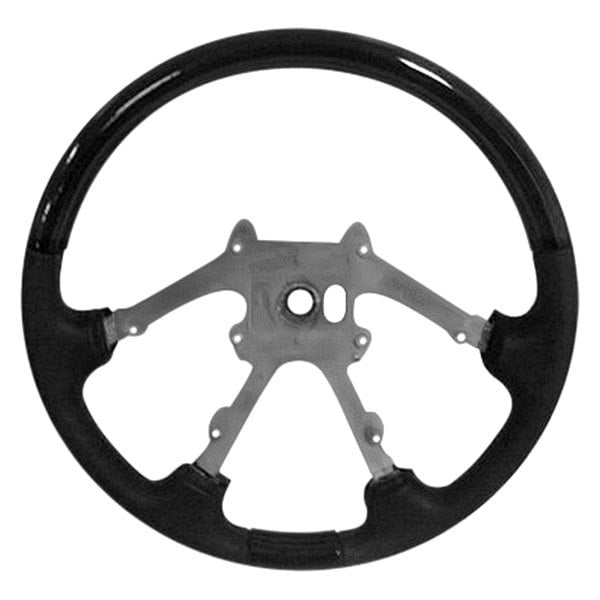 B&I® AW1041L002-BLUE - Premium Design Black Leather Steering Wheel with ...