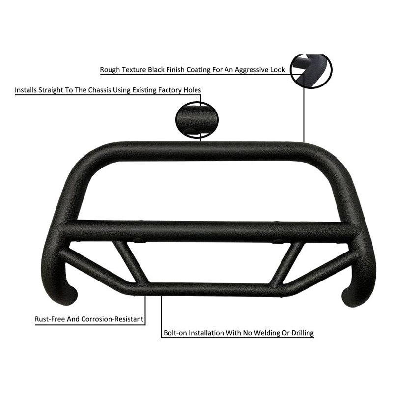 Black Horse® MBT-MT0512 - 2.5" MAX Series Textured Black Bull Bar w/o ...