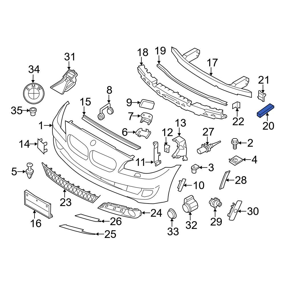BMW OE 51117158874 - Front Right Bumper Cover Reinforcement