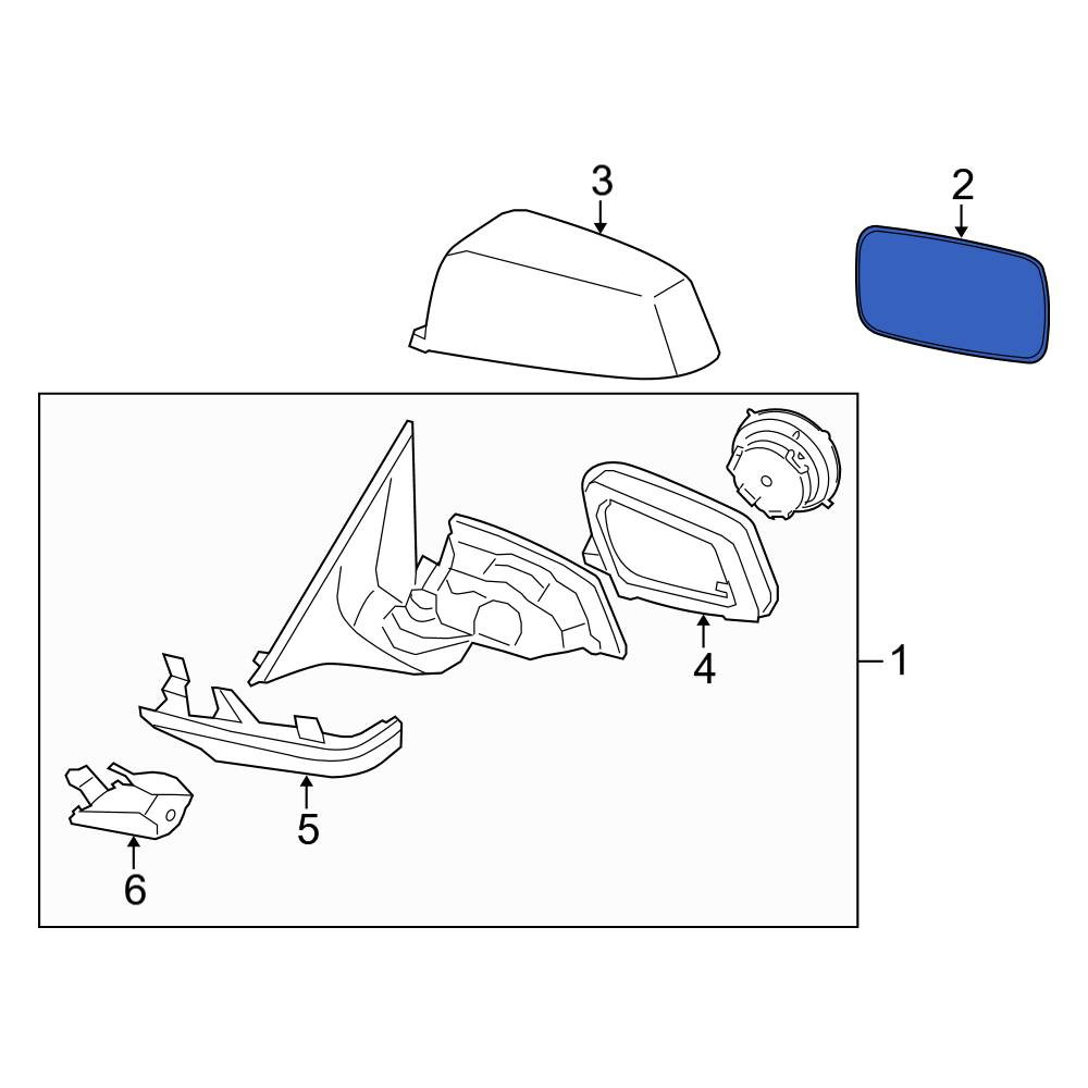 BMW OE 51167228612 - Front Right Door Mirror Glass