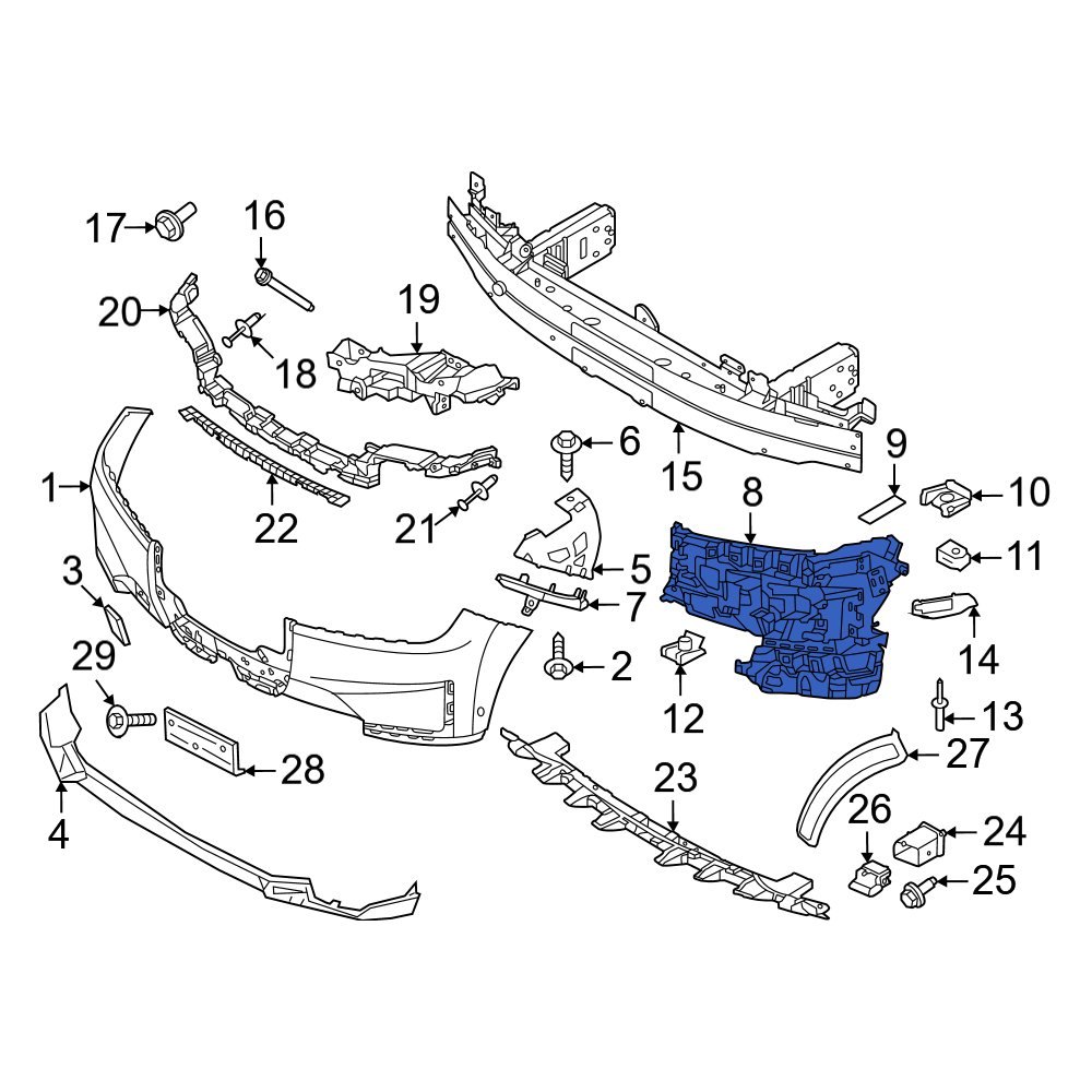 BMW OE 51115A3ADF4 - Front Right Bumper Cover Support Rail