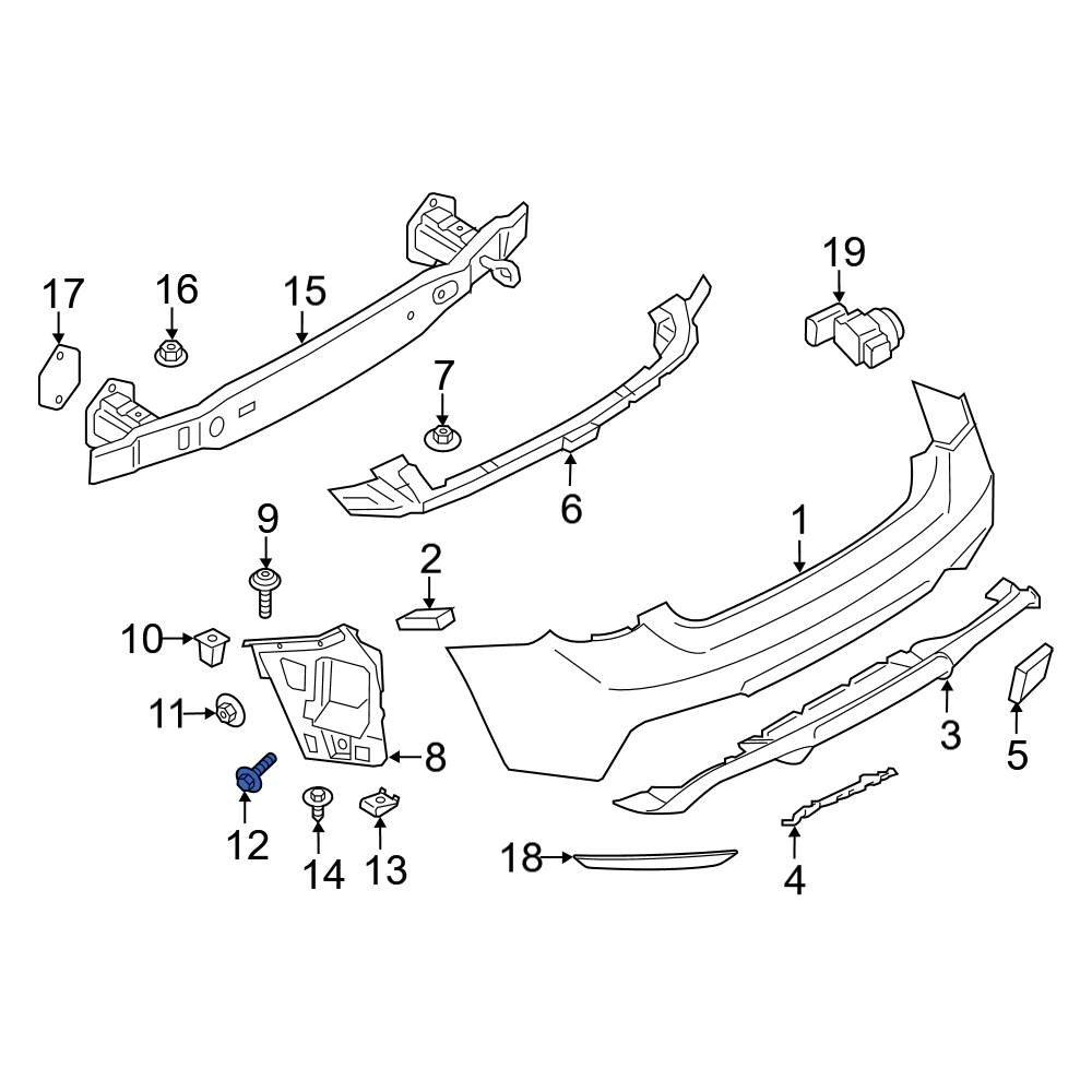 BMW OE 07149110671 - Bumper Cover Support Rail Bolt