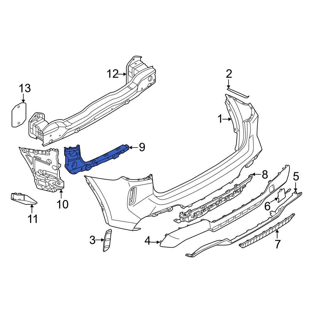 BMW OE 51129451026 - Rear Right Inner Bumper Cover Support Rail