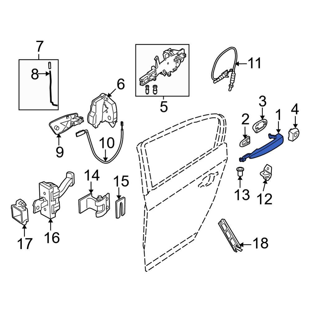 BMW OE 51217207539 - Rear Left Outer Exterior Door Handle