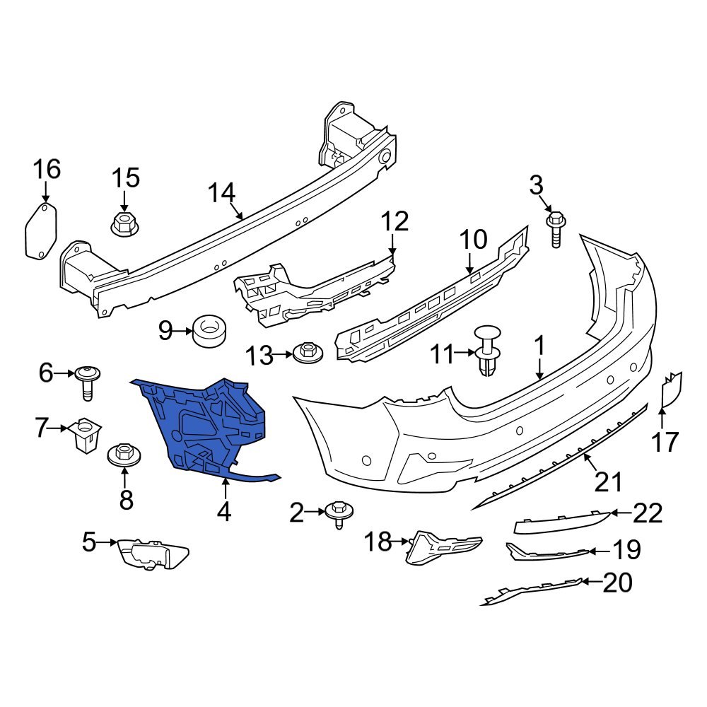 BMW OE 51127427967 - Rear Left Bumper Cover Support Rail