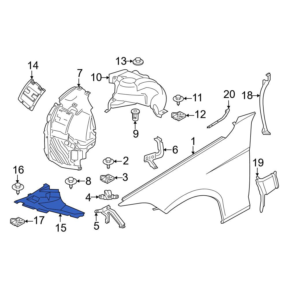 BMW OE 51718054282 - Front Right Lower Fender Liner Extension