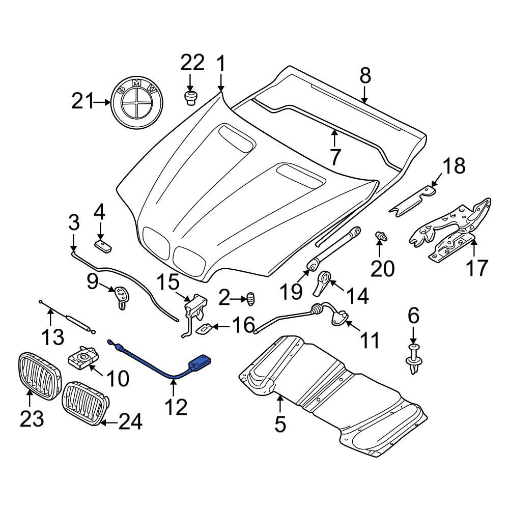 BMW OE 51238408134 - Front Hood Release Cable