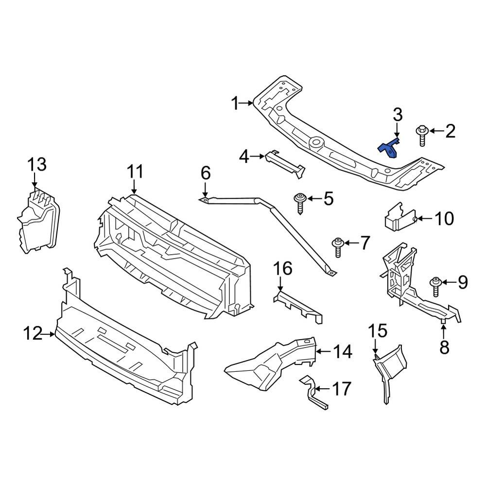 BMW OE 51647285597 - Left Radiator Support Tie Bar Bracket