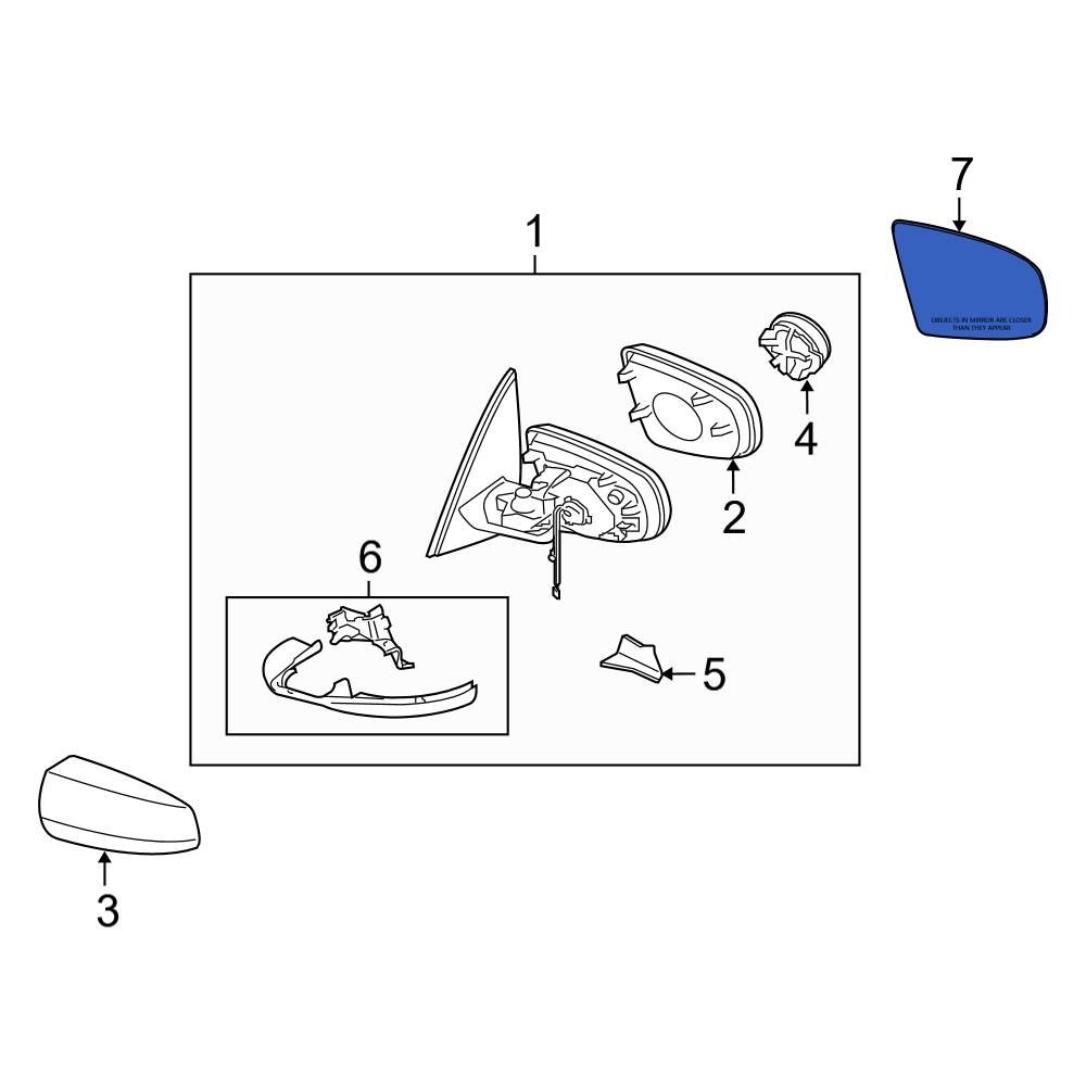 BMW OE 51167174987 - Front Left Door Mirror Glass