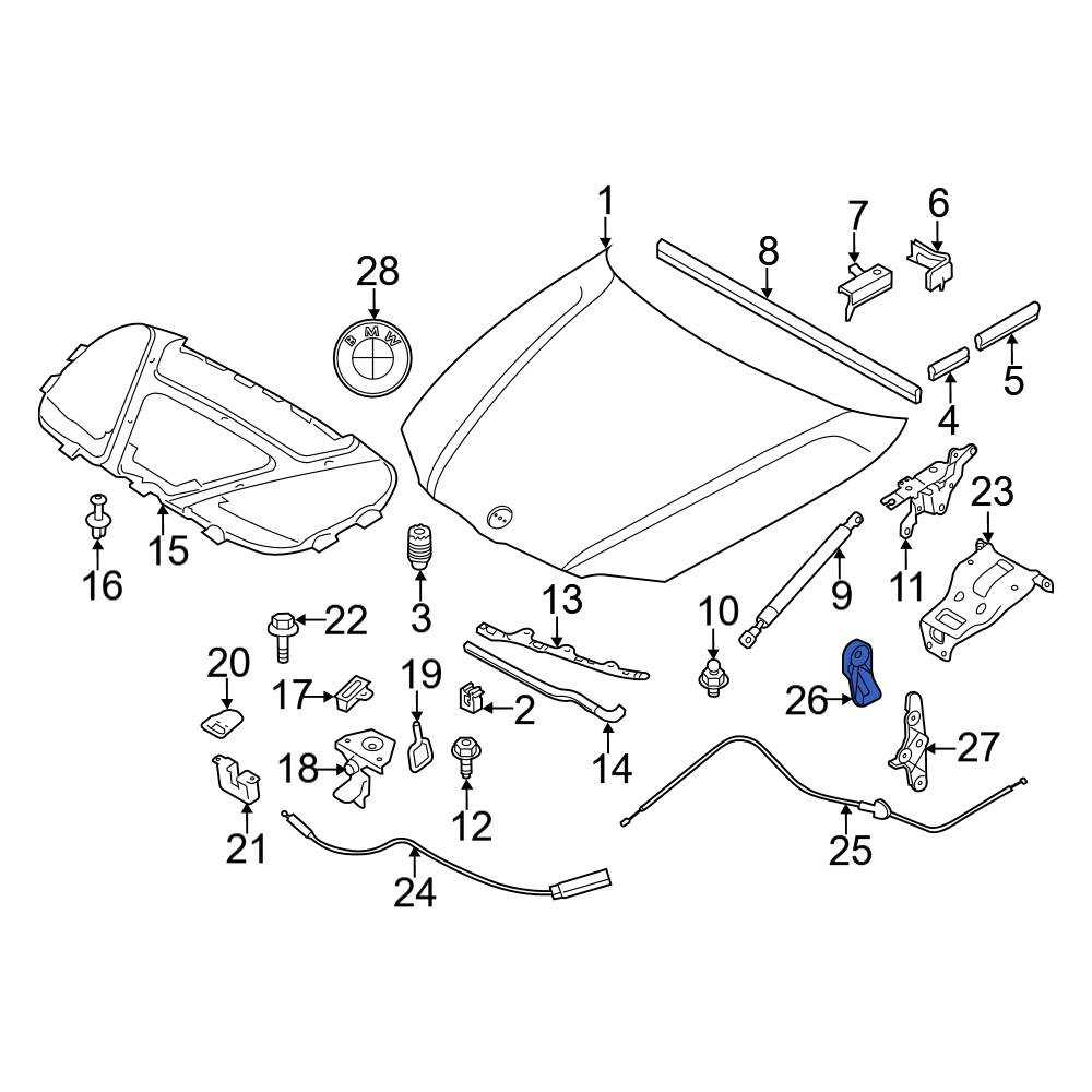 BMW OE 51237058117 - Front Hood Release Handle