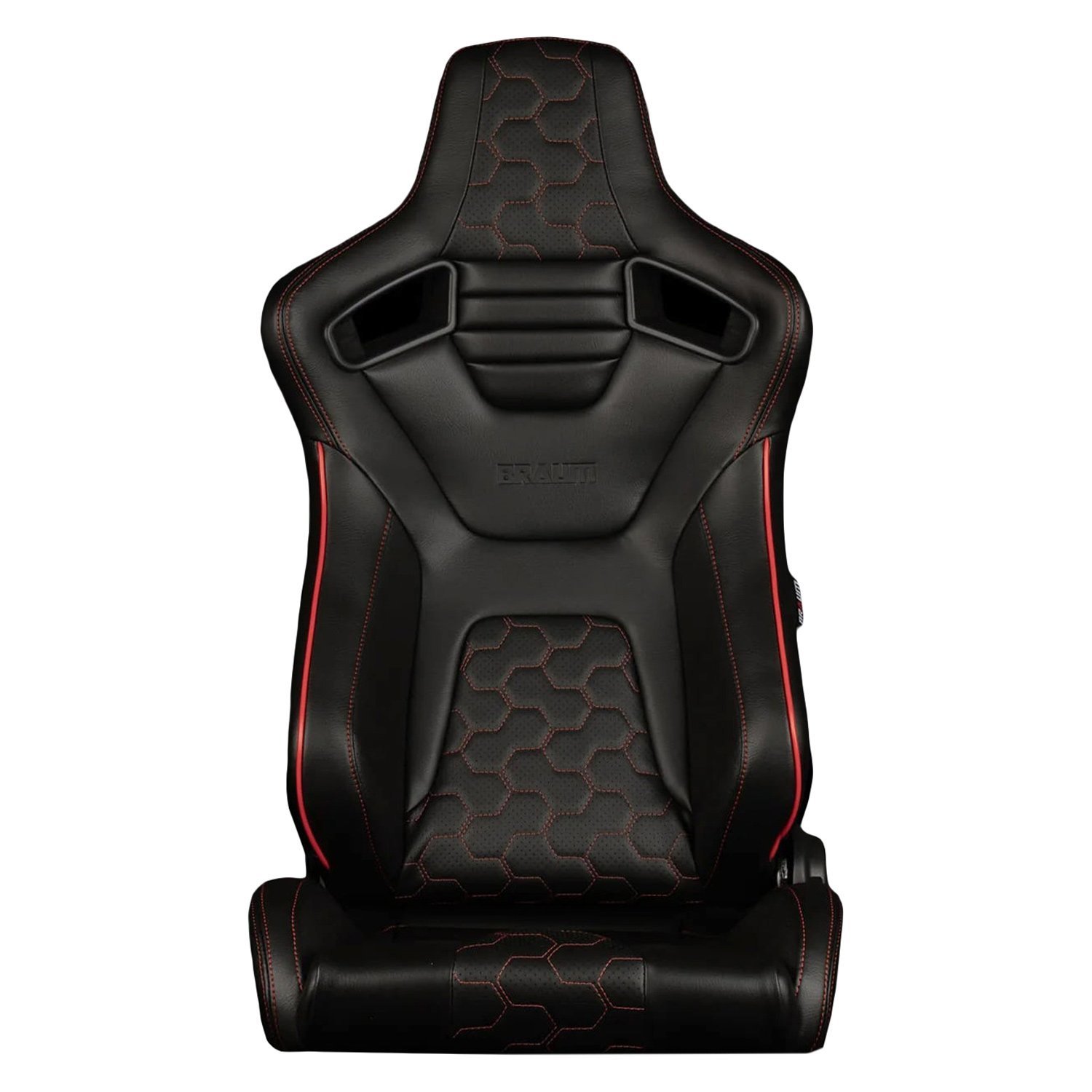 Braum® BRR1X-HXRS - Elite-X Series Honeycomb Edition Black Leatherette Racing Seats with Red ...
