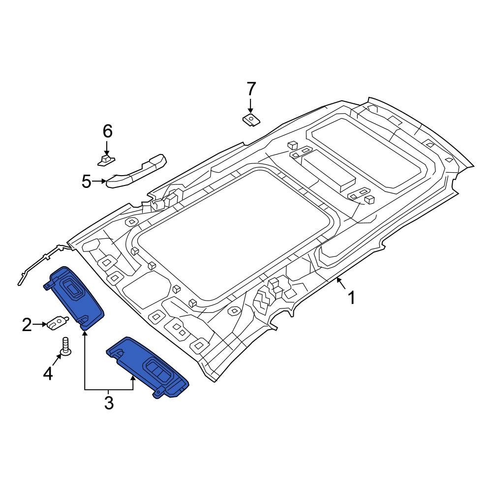 Chrysler OE 7BC57PD2AB - Left Sun Visor