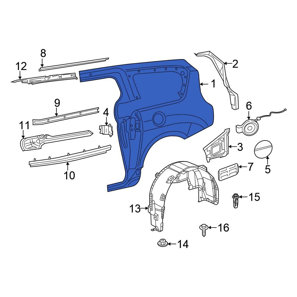 Chrysler OE 68477020AC - Rear Right Outer Quarter Panel