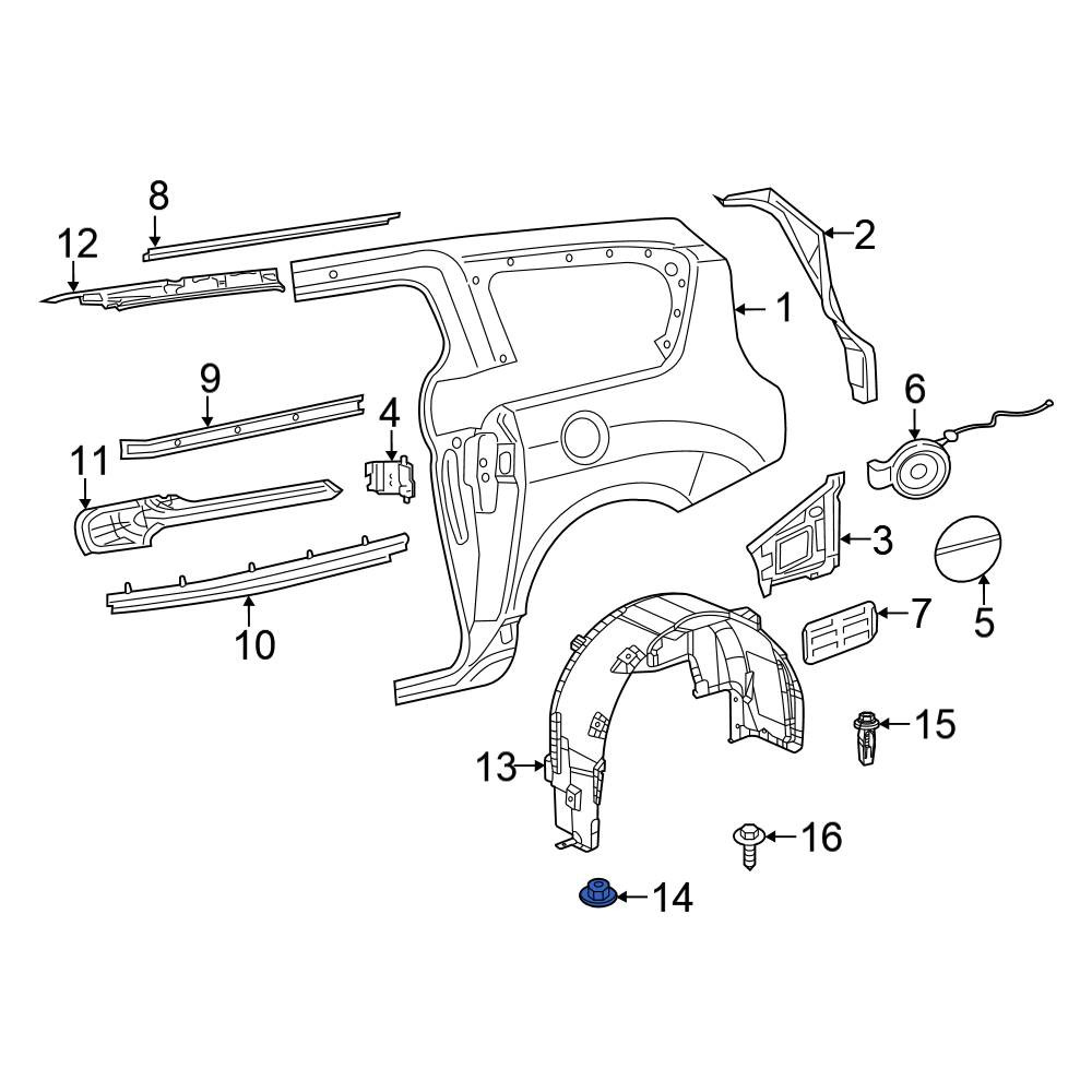 Chrysler OE 6513706AA - Quarter Panel Splash Shield Nut