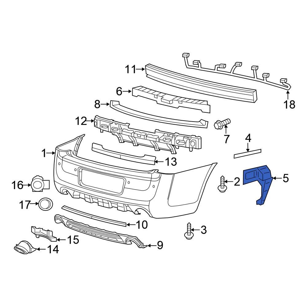 Chrysler OE 5182279AB - Rear Left Bumper Cover Support Rail