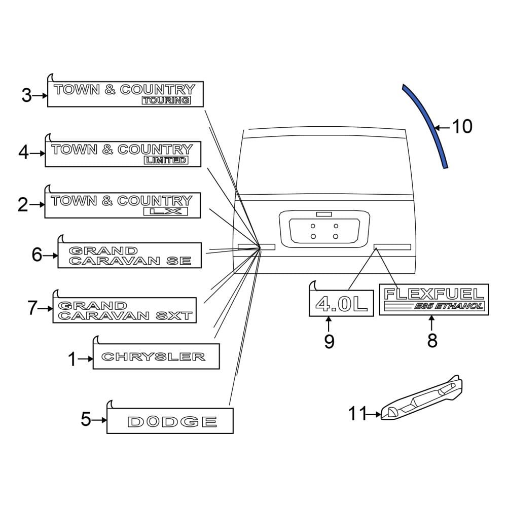 Chrysler OE 5113642AC - Rear Right Liftgate Reveal Molding