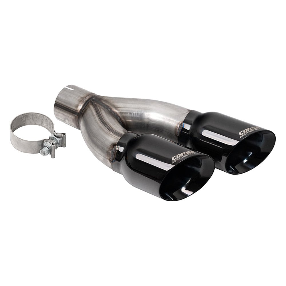 Corsa® 14078BLK - Pro-Series 304 SS Round Angle Cut Clamp-On Dual Black ...