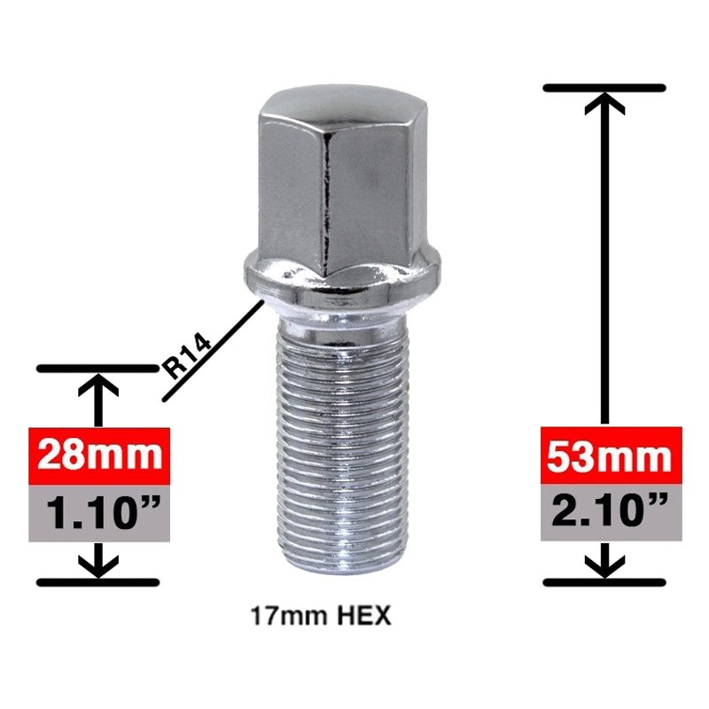 Coyote Accessories® 91K558-28 - Chrome Radius/Ball Seat Bolt Lug Wheel ...