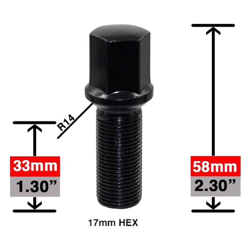 Coyote Accessories® 91K558-33BLK - Black Radius/Ball Seat Bolt Lug ...