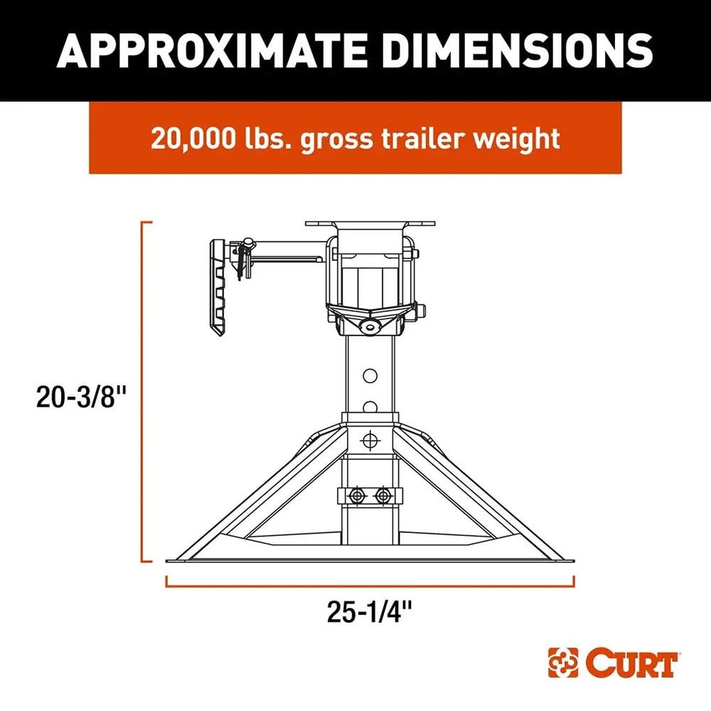 CURT® 16602 - CrossWing 20K Single-Point 5th Wheel Hitch for 2-5/16 ...