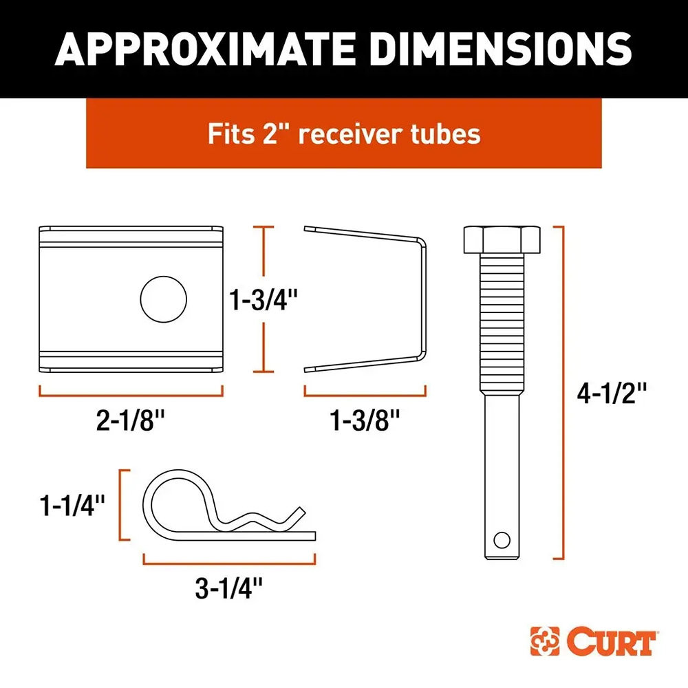 CURT® 22323 - 5/8" Anti-Rattle Hitch Pin and Shim for 2" Receivers