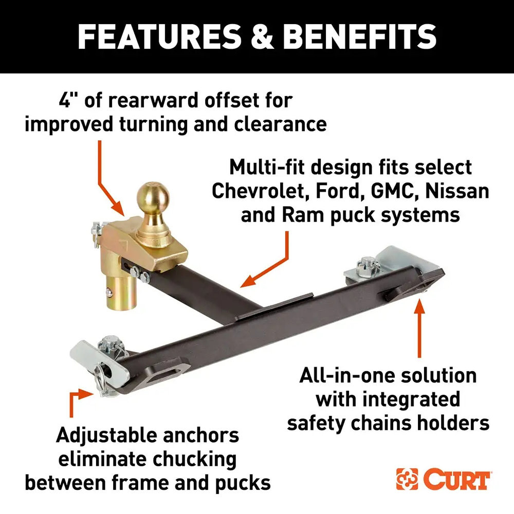 CURT® 60663 - Multi-Fit OEM Puck System Gooseneck Ball with 4" Offset
