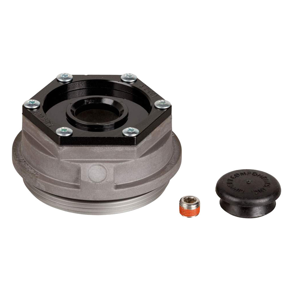 CURT® 85373929 - Black Lippert Trailer Axle Oil and Dust Cap with Set Screw