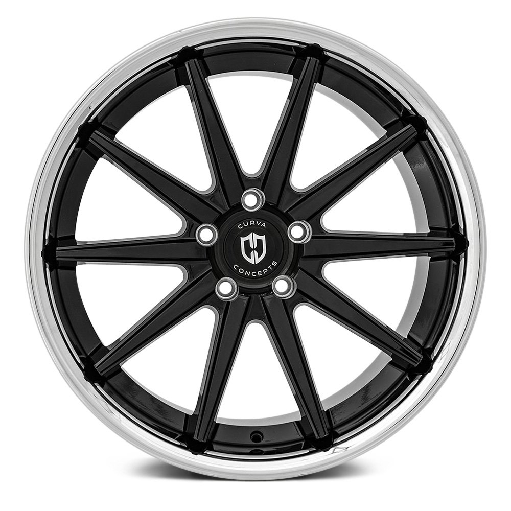 CURVA® C24 Wheels - Gloss Black with SS Chrome Lip Rims