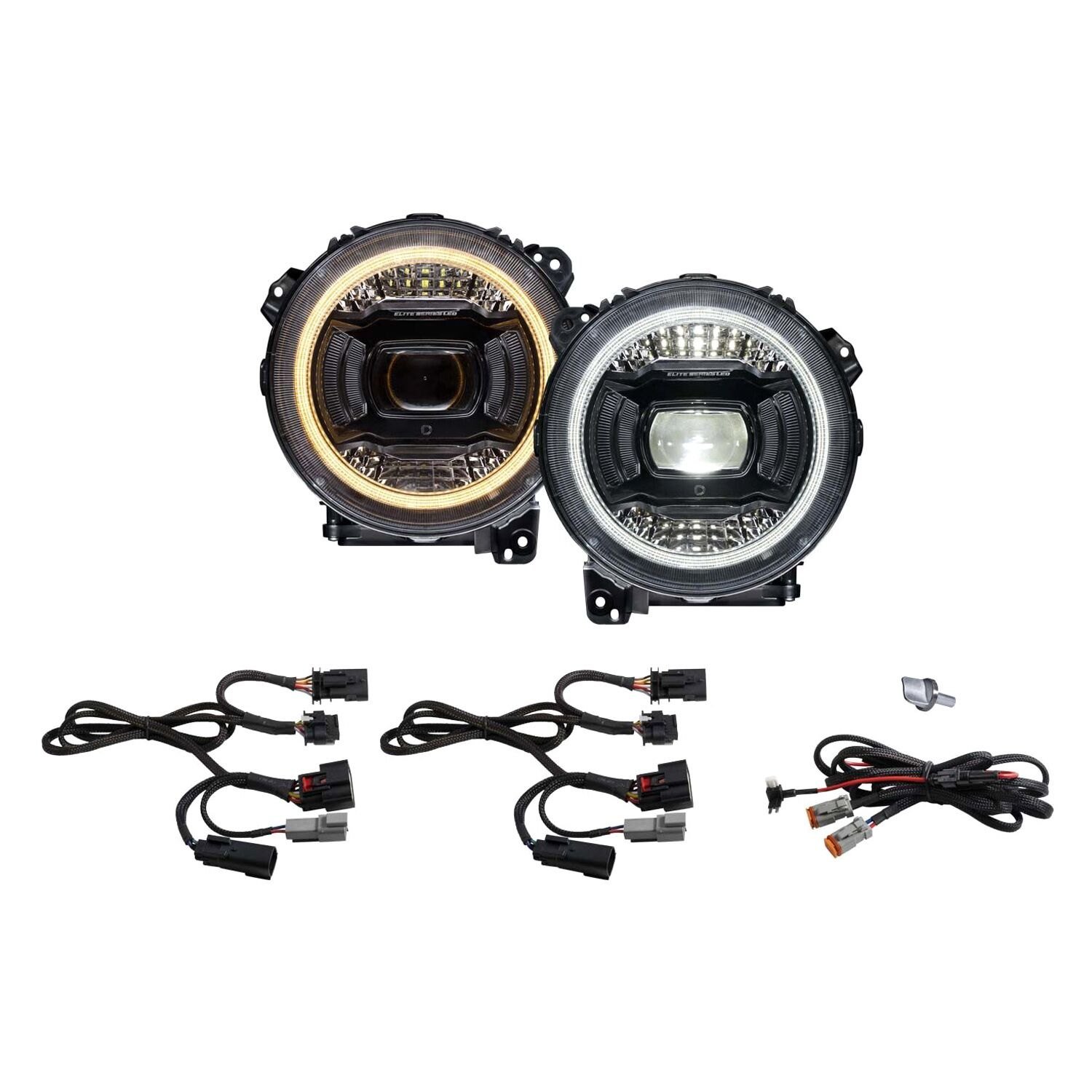 Diode Dynamics® DD5166 - Round Black Elite Series LED Headlights With DRL