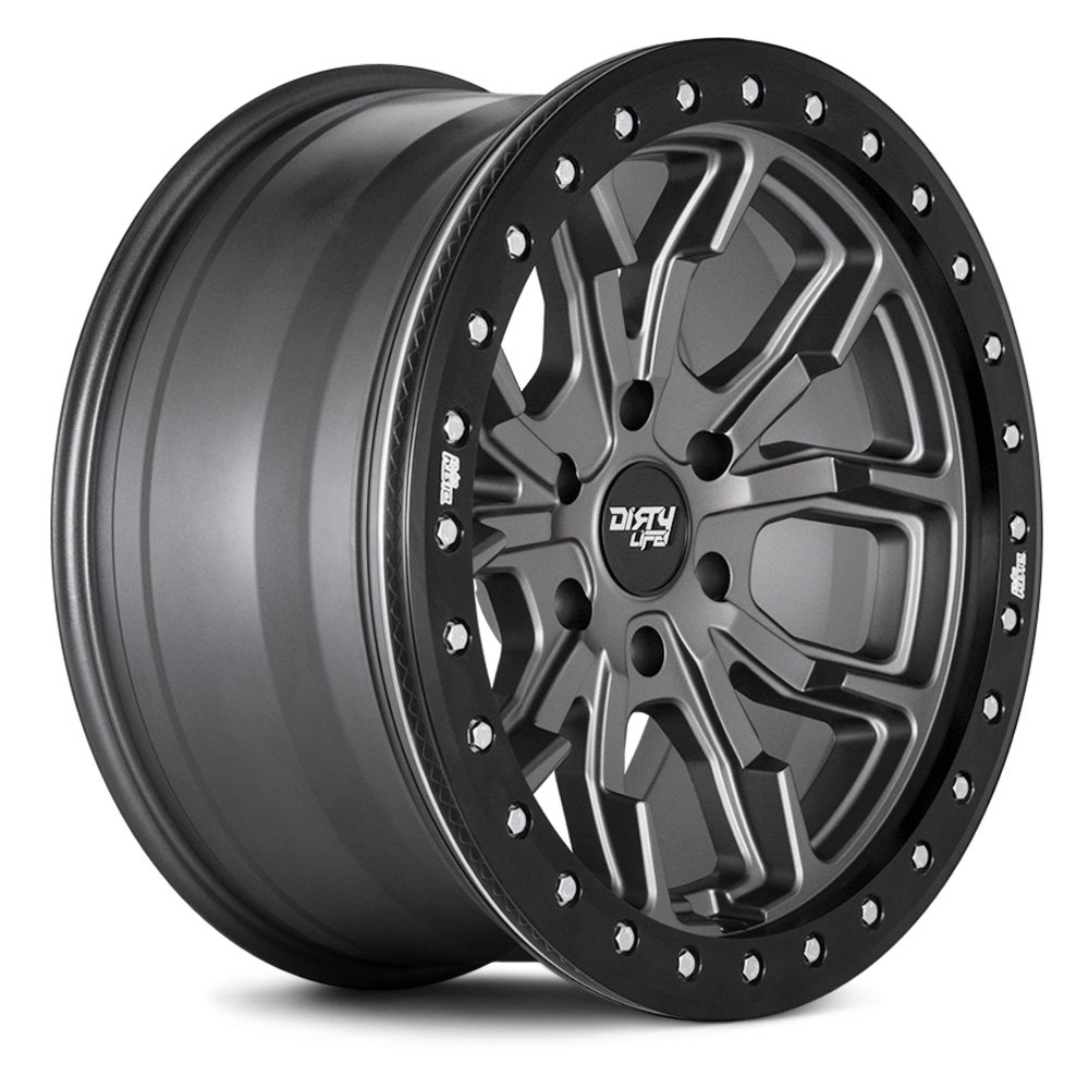 DIRTY LIFE® 9303 DT-1 Wheels - Satin Graphite with Beadlock Ring Rims