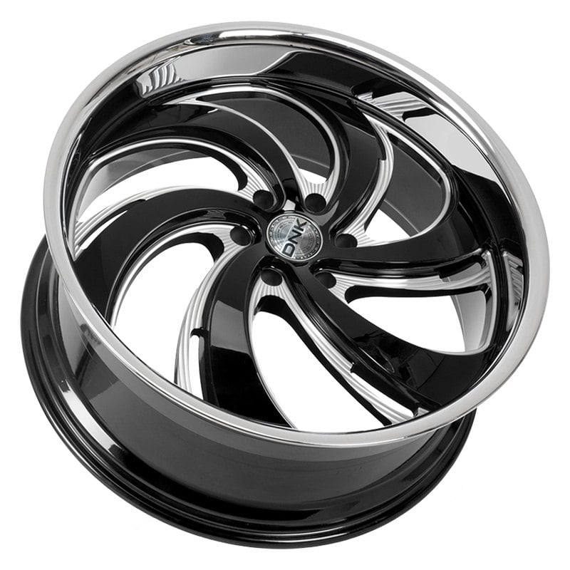 DNK STREET® 702 Wheels - Gloss Black with Milled Accents and Chrome Lip Rims