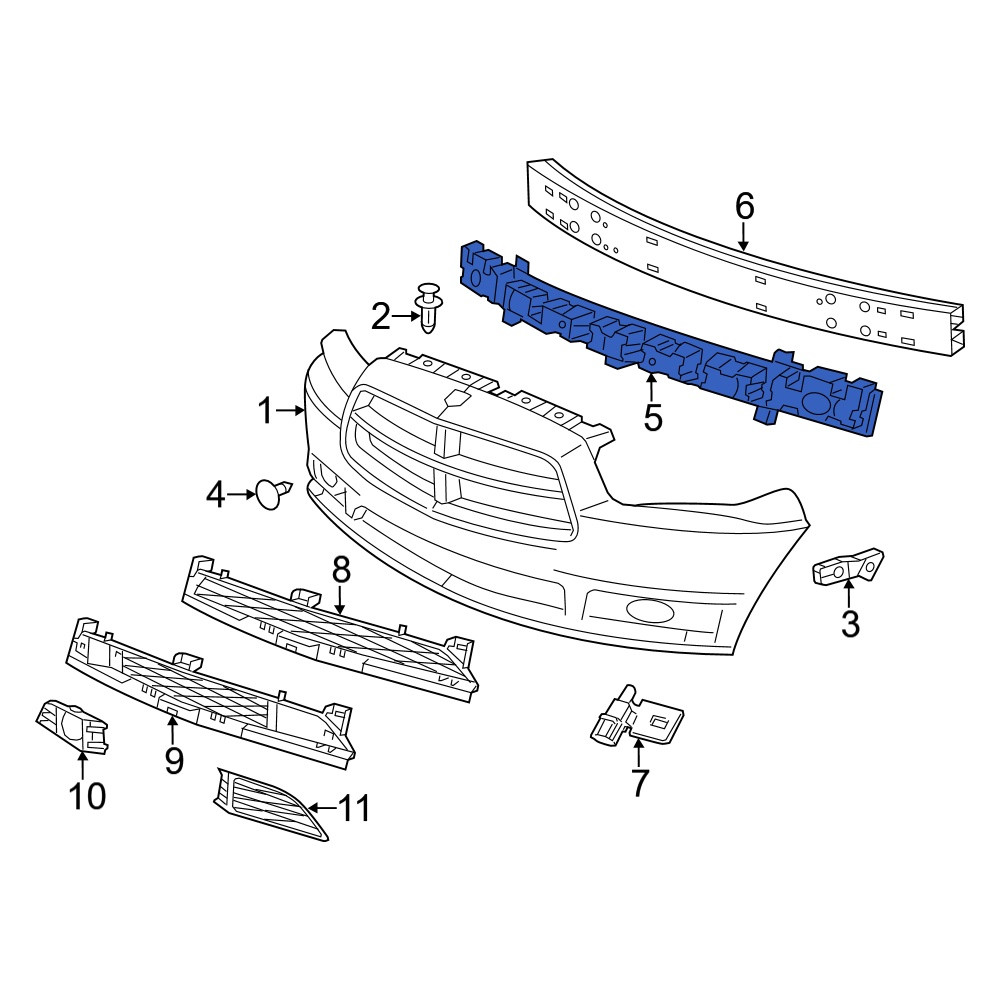 Dodge OE 57010464AA - Front Bumper Impact Absorber