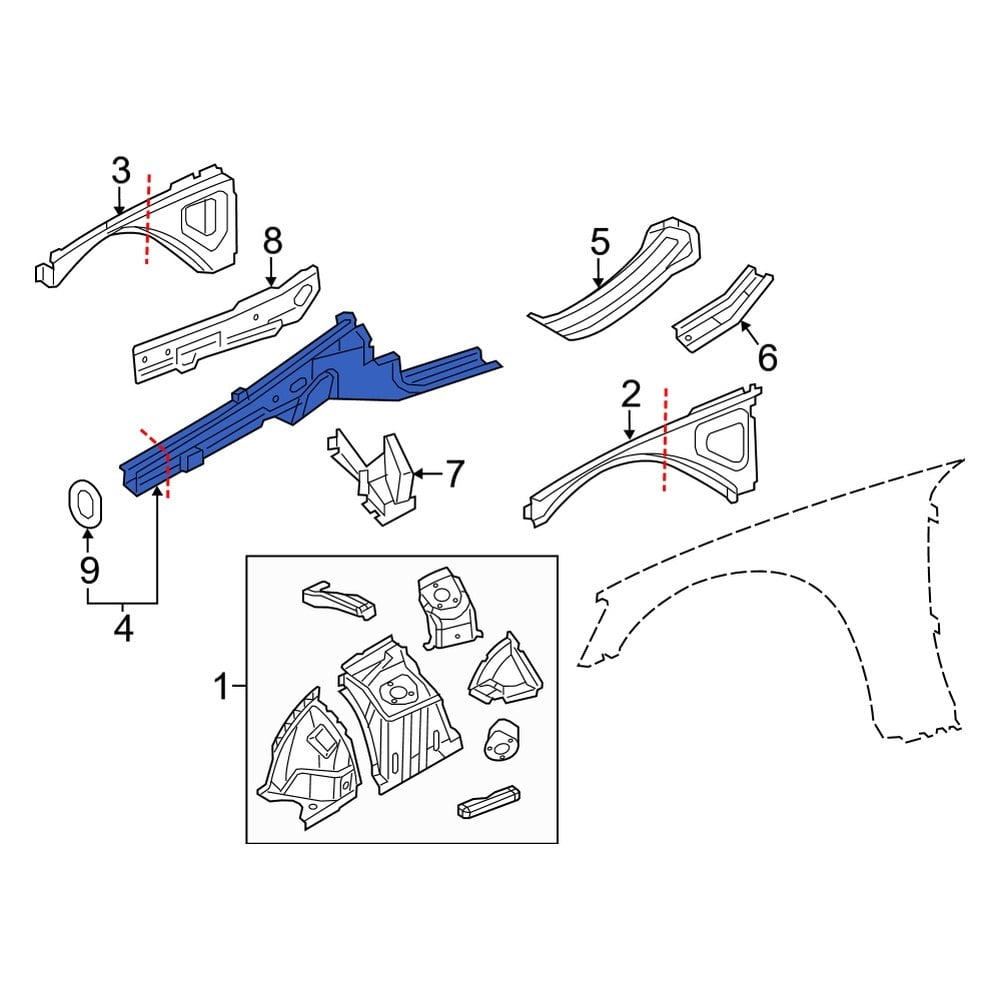 Dodge OE 68504488AA - Front Right Frame Side Member Assembly